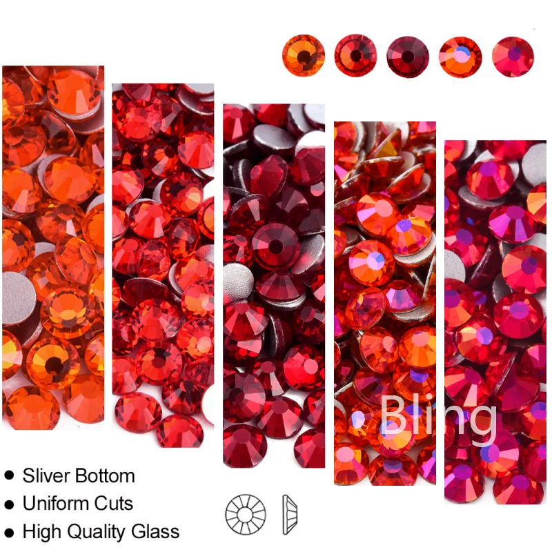 Bling-SS6-SS30-Red-Color-Non-Hotfix-Rhinestones-Glitter-Glass-Flatback ...