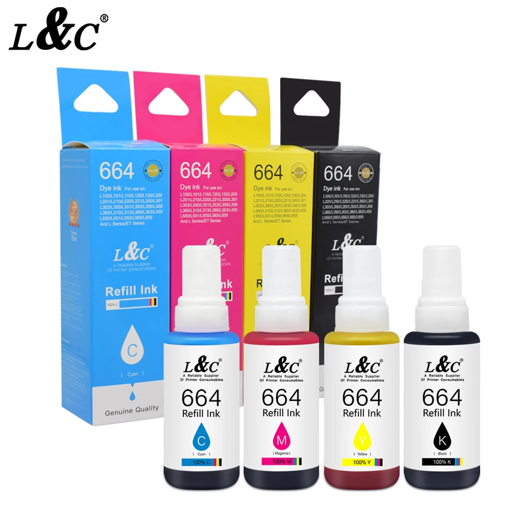 664-Refill-Dye-Ink-For-Epson-Inkjet-Printer-L100-L101-L110-L120-L130 ...