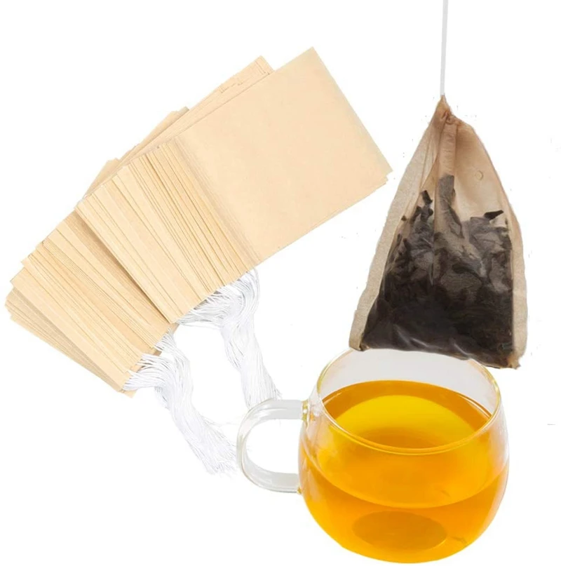 100pcs Teabags Tea Filter Bags Natural Wood Pulp Filter Paper ...