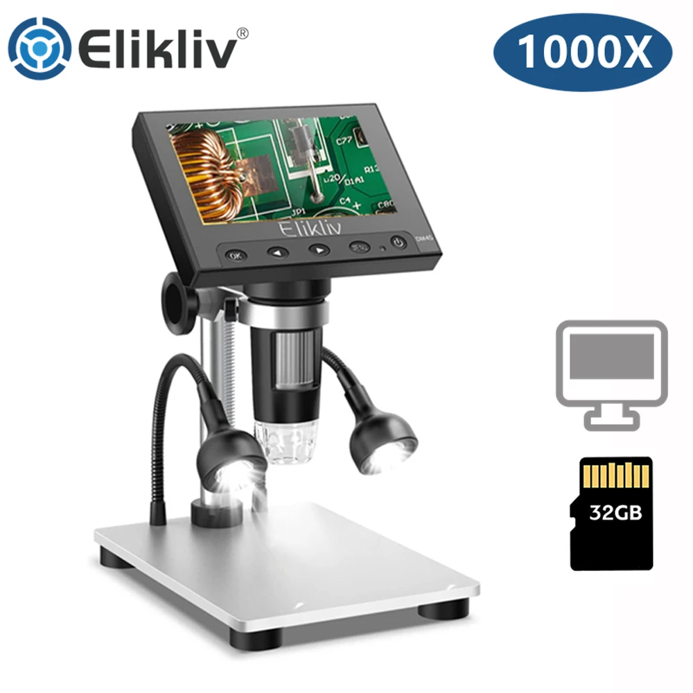Elikliv-DM4S-4-3-Inch-LCD-Digital-Microscope-1000X-LED-1080P-Video ...