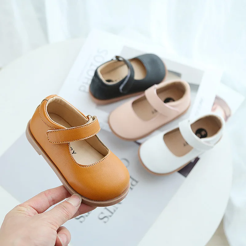 Kids Shoes for Girl Autumn Bow Princess Leather Shoes Solid Color ...