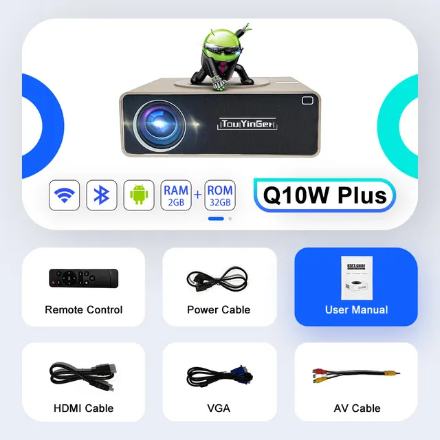 Touyinger q10w Pro projetor android 4k mini projetores full hd cinema ...