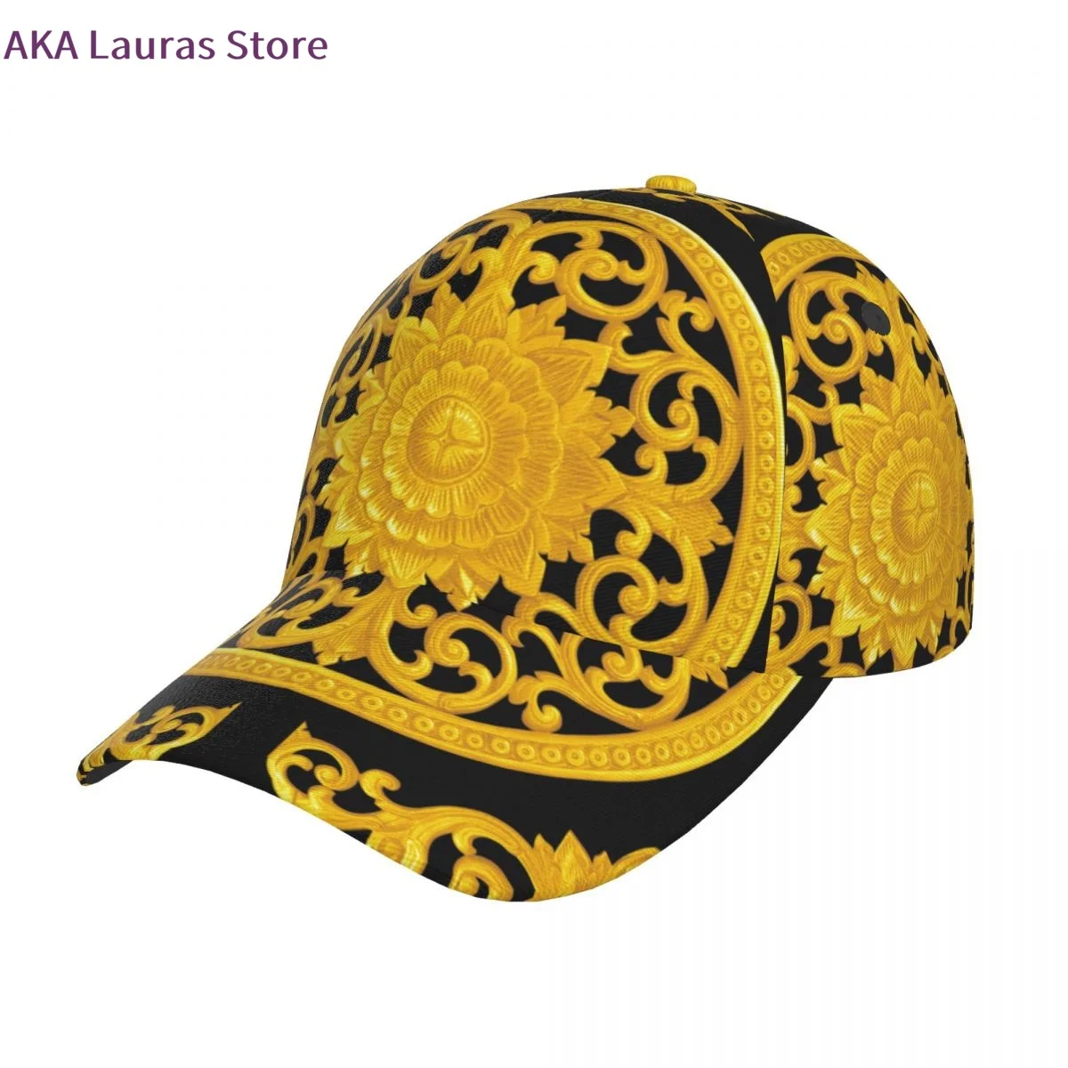 Golf hat men Baseball Cap Sports Gold Flower Baroque Casual Snapback ...