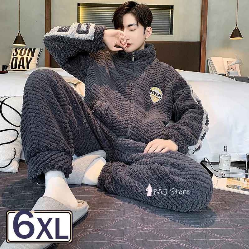 Winter-Flannel-Man-Pajama-Winter-Warm-Nightwear-Plus-Size-5XL-Winter ...