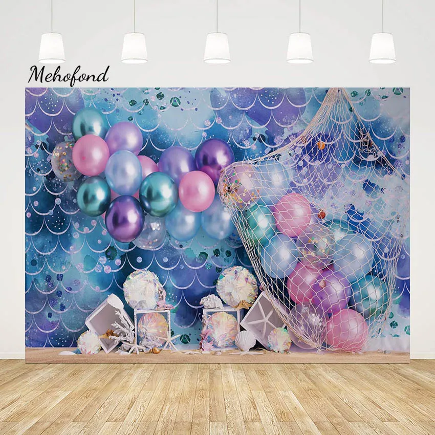 Mehofond-Photography-Backdrop-Summer-Mermaid-Scale-Princess-Birthday ...