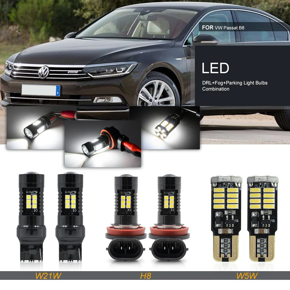 Fits For VW Passat B8 2014 2015 2016-2023 Canbus LED Bumper Driving DRL ...