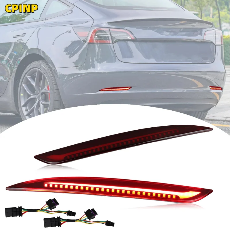 LED-Rear-Bumper-Reflector-Lights-for-Tesla-Model-3-2017-2023-Functions ...