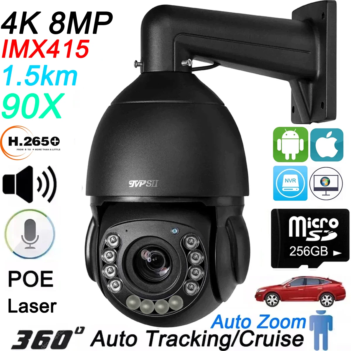 Zwart-256Gb-Auto-Tracking-8mp-4K-Imx415-54x-90x-Optische-Zoom-360-Audio ...