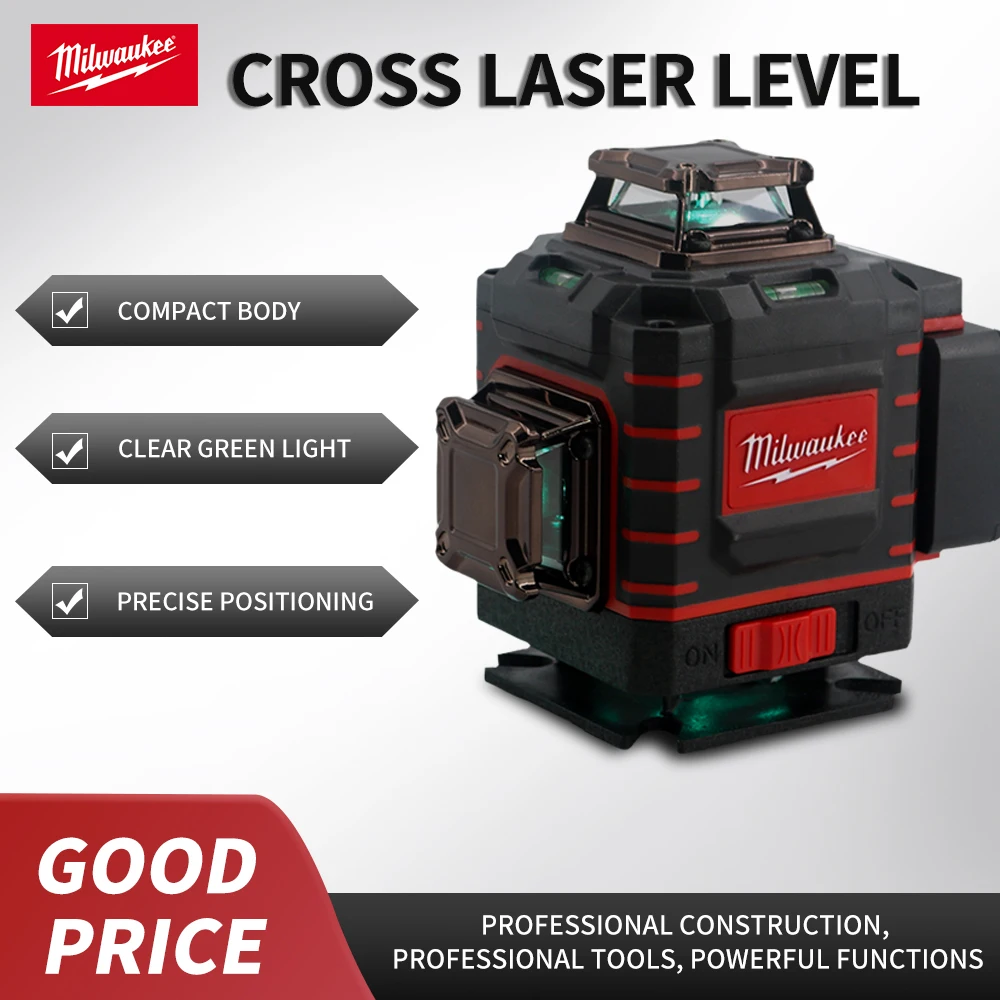 Milwaukee-4-Sides-360-Degree-Laser-Level-Green-Beam-16-Lines-Self ...