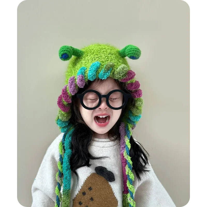 New-Warm-Little-Monster-Hat-Knitted-Coif-Hood-Beanies-for-Kids-Women ...