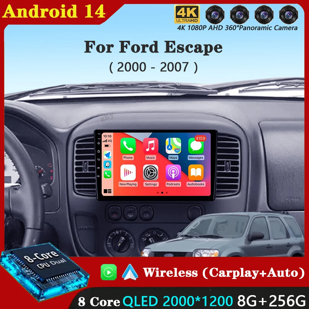 Android-14-Carplay-Auto-For-Ford-Escape-1-2000-2007-Car-Radio ...