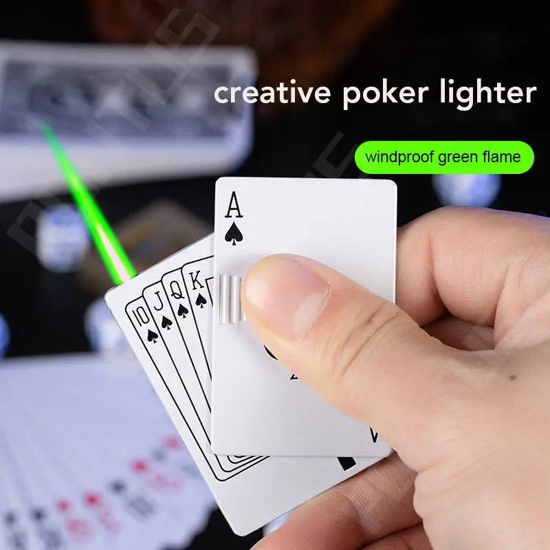 Green-Flame-Lighter-Playing-Cards-Jet-Lighter-Torch-Turbo-Butane ...
