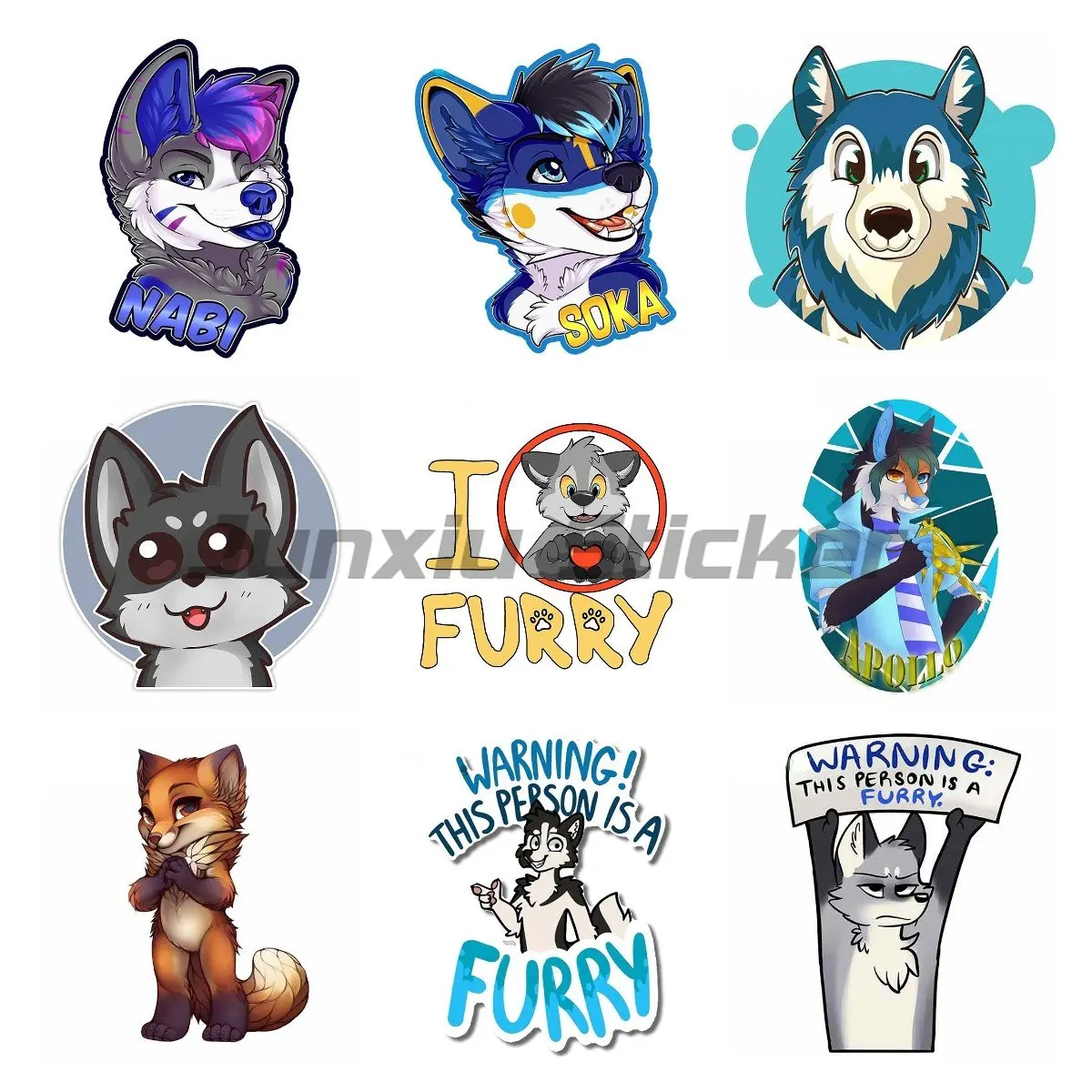 Anime-Warning-Furry-Wolf-Fine-Decal-Personality-Waterproof-Car-Stickers ...