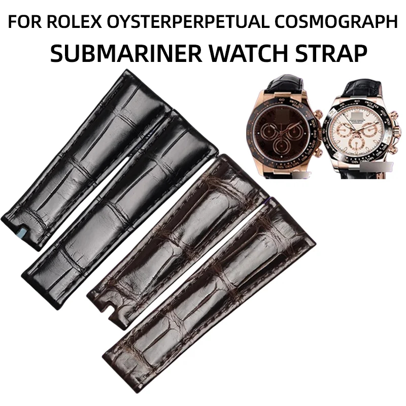 FOR ROLEX COSMOGRAPH DAYTONA / SUBMARINER ALLIGATOR LEATHER WATCH STRAP ...