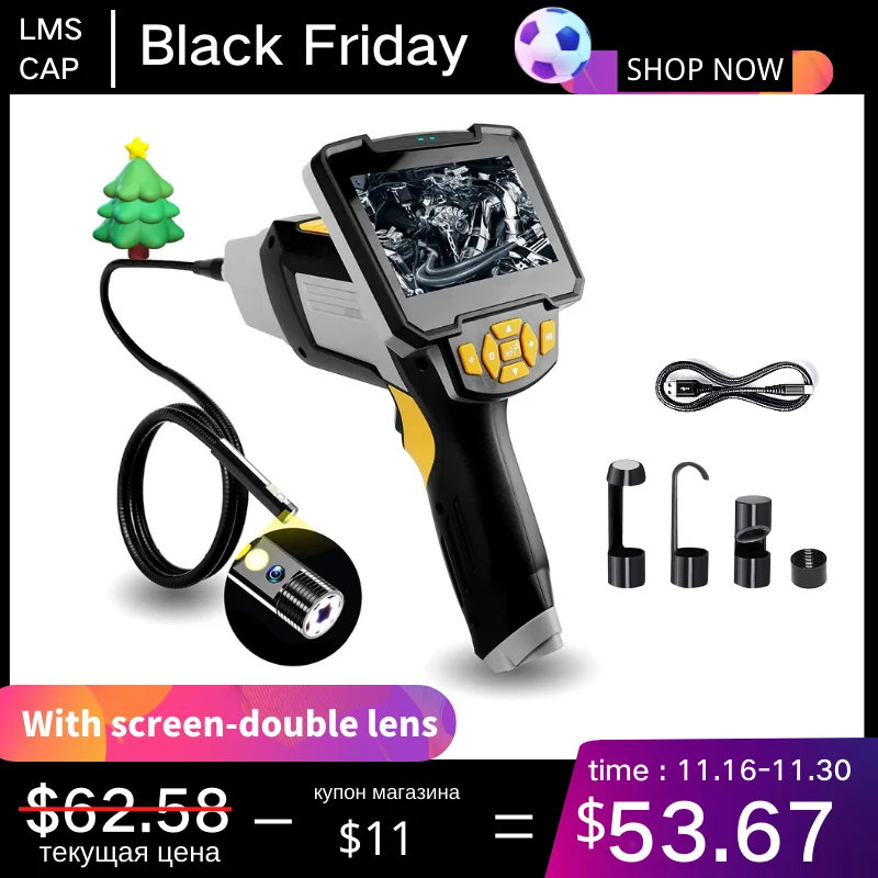 Dual Lens Endoscope Camera Handheld With 4.3" Screen Borescope Camera ...