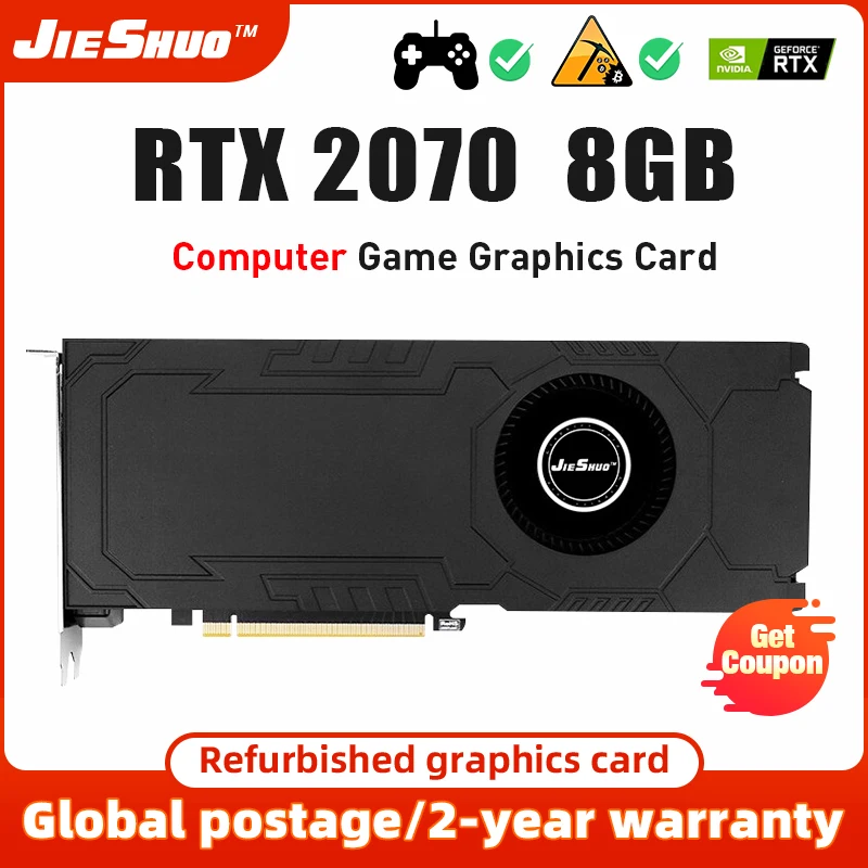 JIESHUO RTX2070 8GB Graphics Card GDDR6 256Bit PCIE PCI E3.0 16X ...