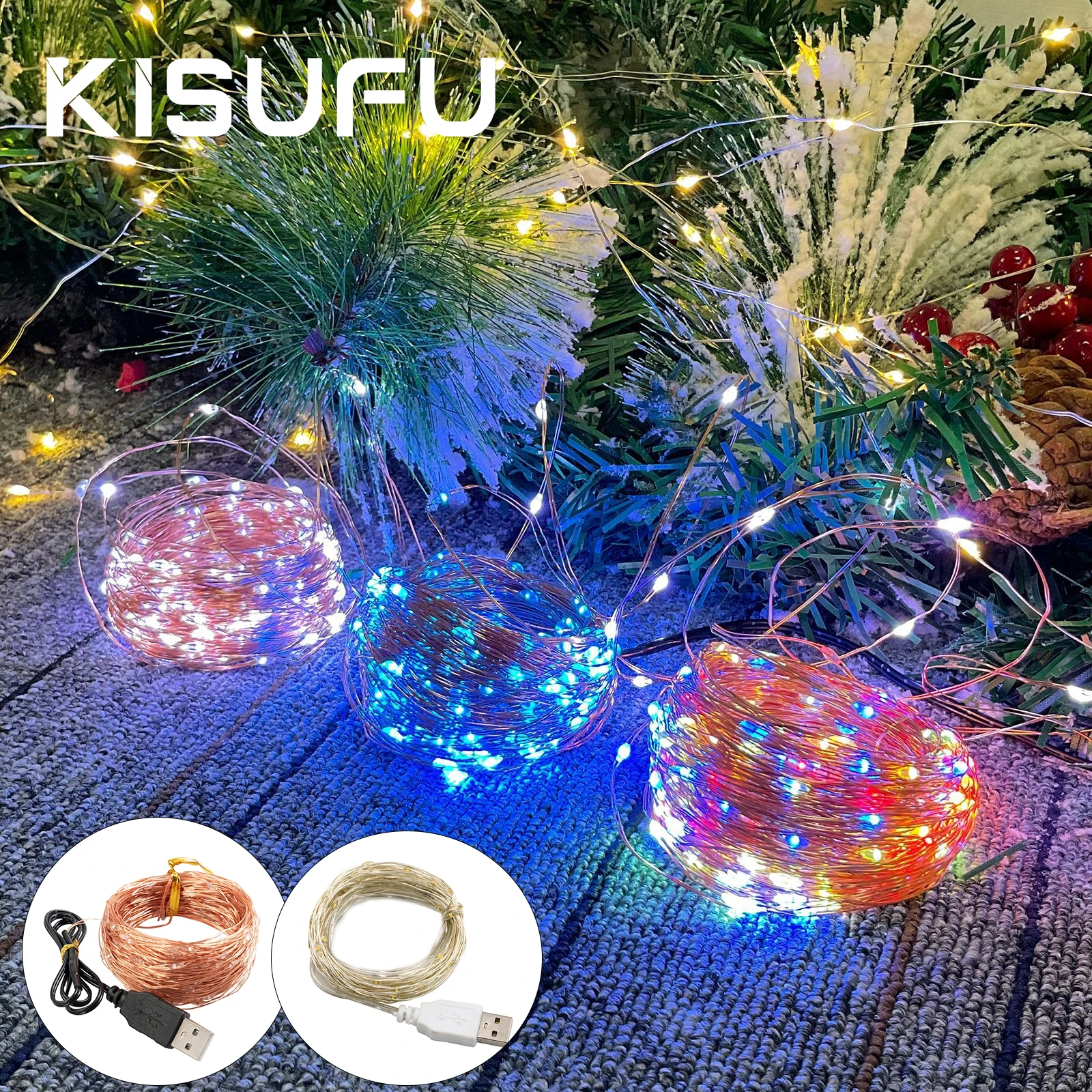 USB Power LED Fairy String Lights 5M 50LED 10M 100LED 20M 200LED RGB ...