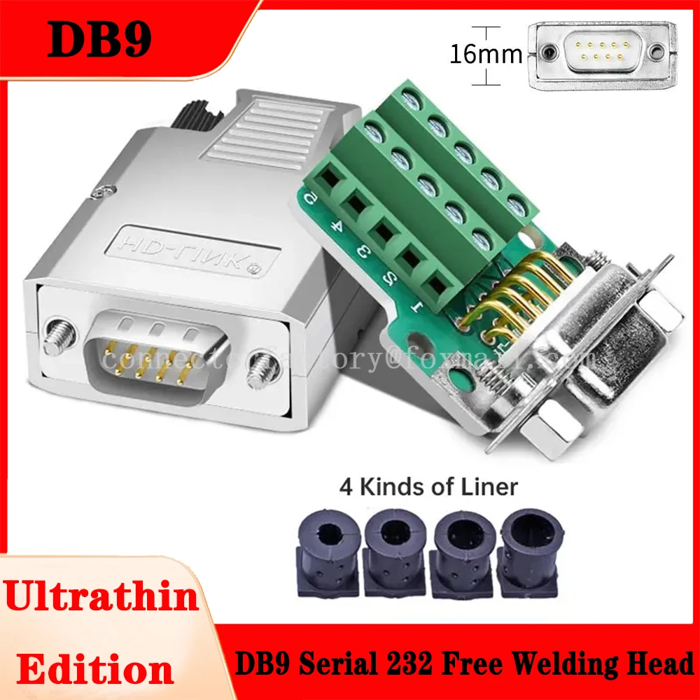Conector-sin-soldadura-DB9-carcasa-de-Metal-D-SUB-9-pines-RS232-COM ...