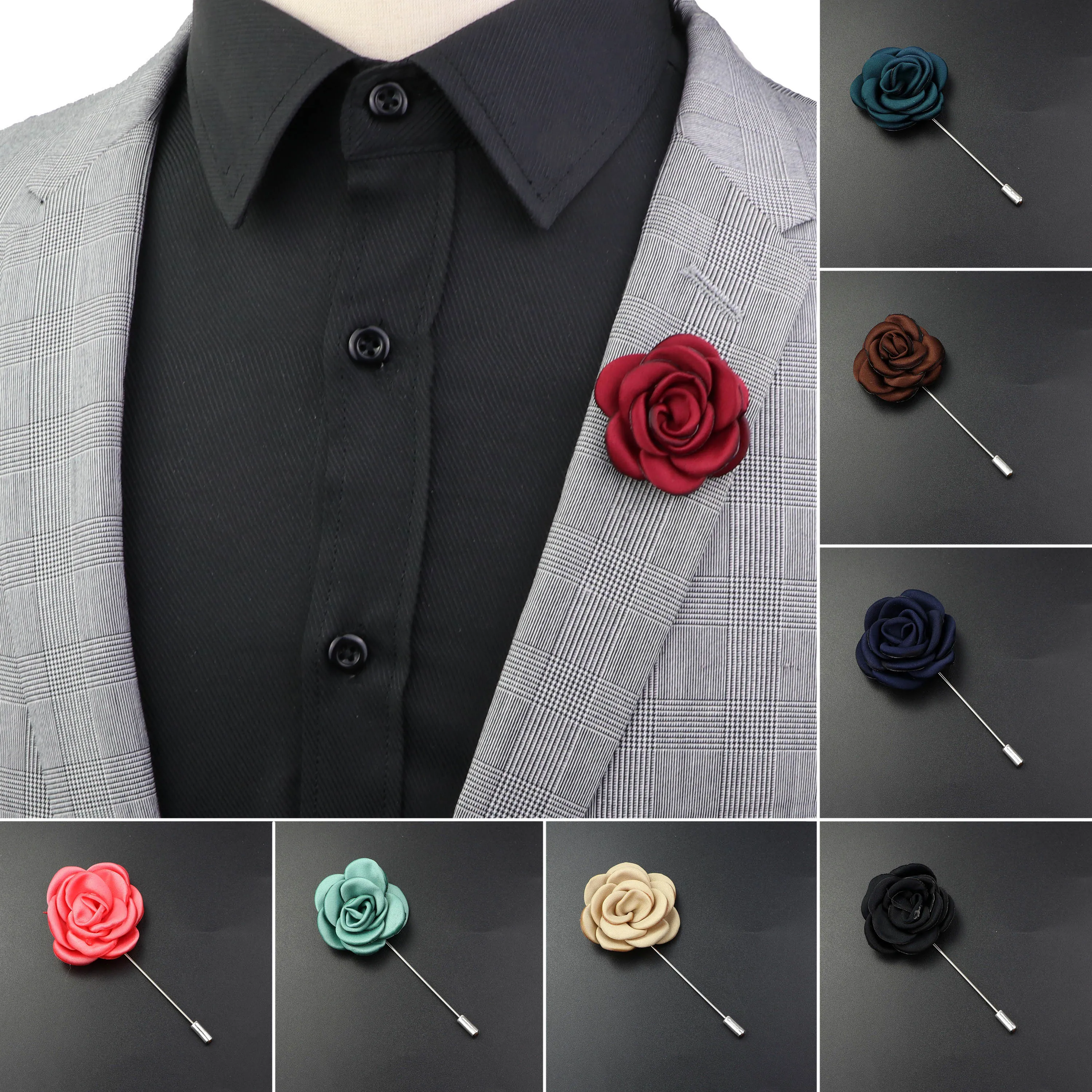 Men-s-Handmade-Fabric-Flower-Brooches-Floral-Brooch-Pin-Corsage-Collar ...
