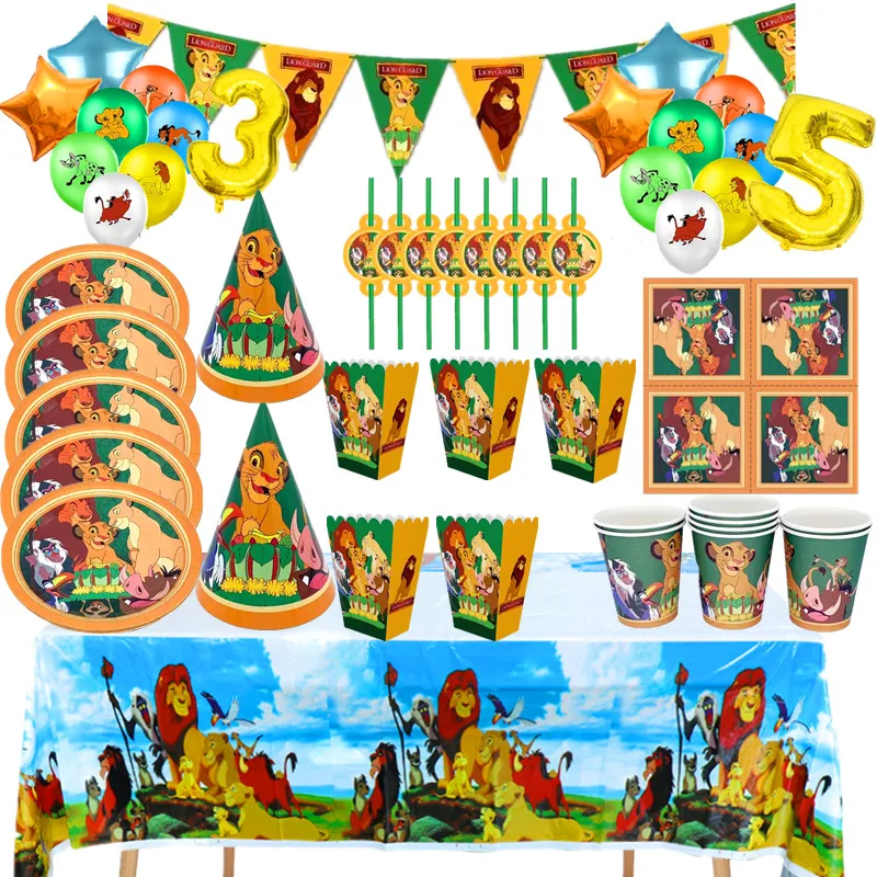 Decoración de fiesta de cumpleaños del Rey León, suministros de fiesta con temática de jungla ...
