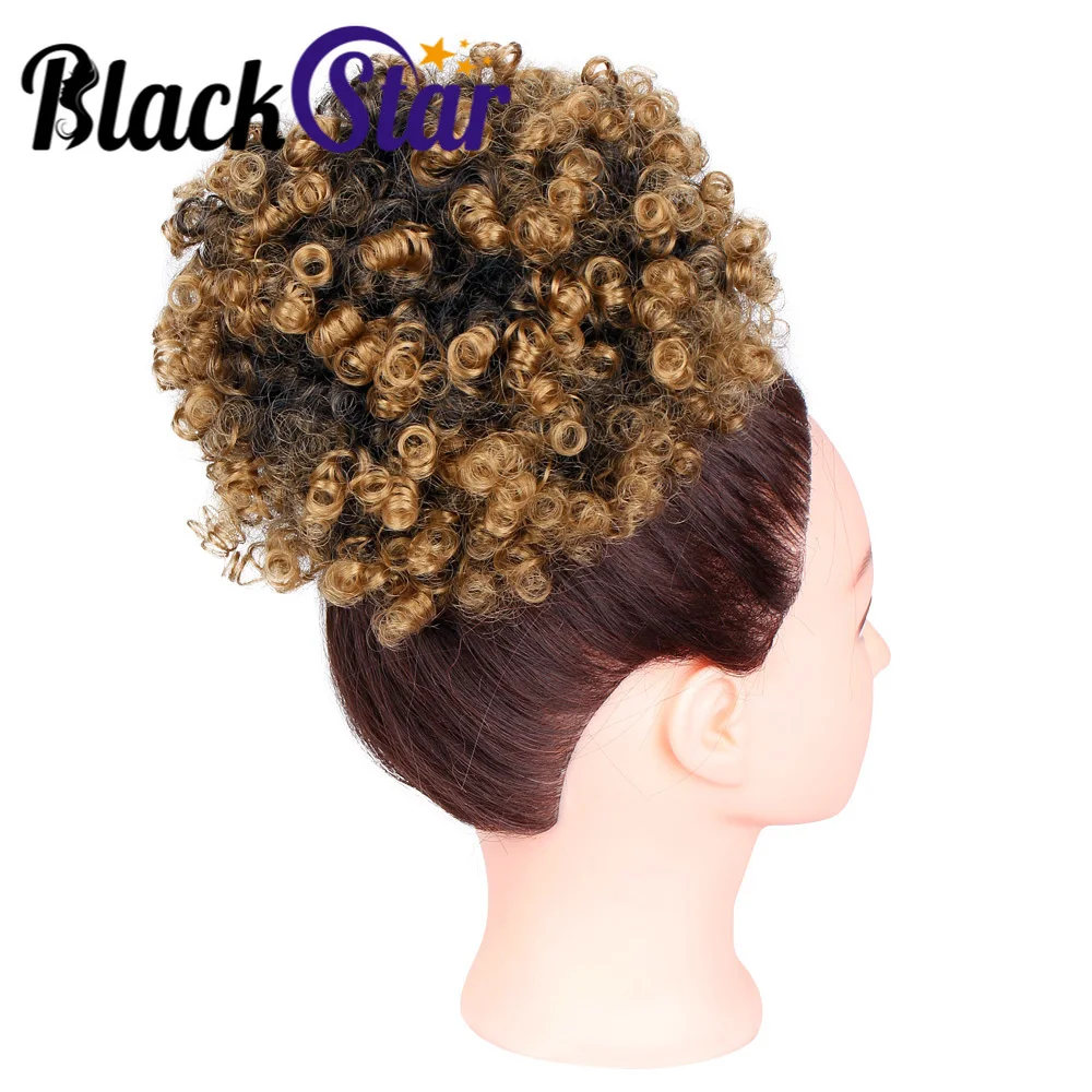 Black Star coleta de pelo rizado sintético para mujer, peluca Afro Puff ...