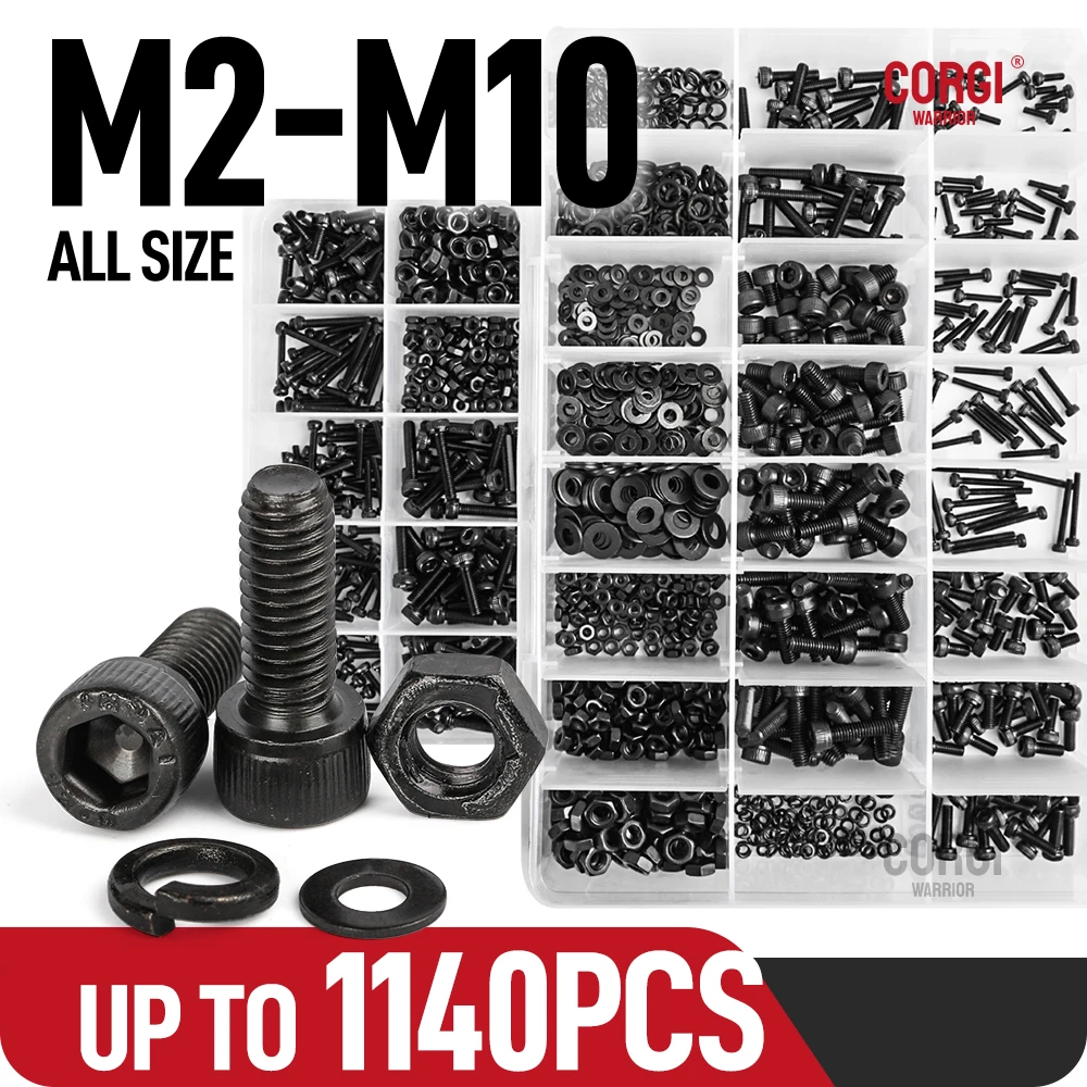 Assorted Size Hex Nuts Black Oxide Steel Hex Nuts - Metric Sizes M2 M2 ...