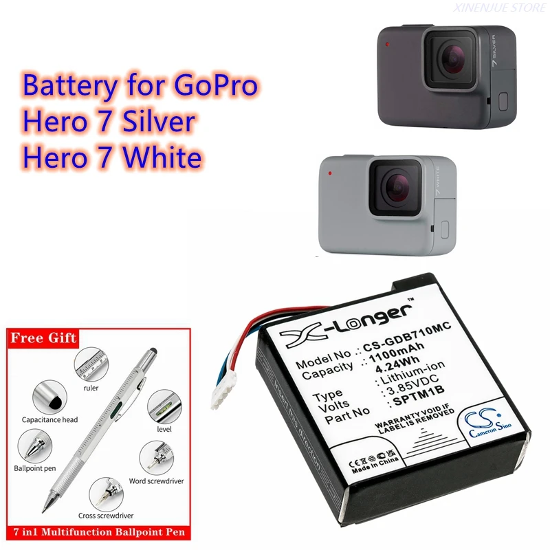 Camera-Battery-3-85V-1100mAh-SPTM1B-for-GoPro-Hero-7-Silver-Hero-7 ...