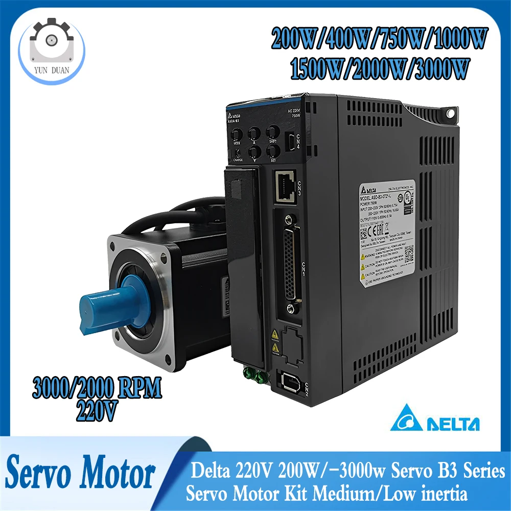 Delta AC Servo Kit 220V 750W/1KW/1.5KW Servo B3 Series Servo Motor Kit ...