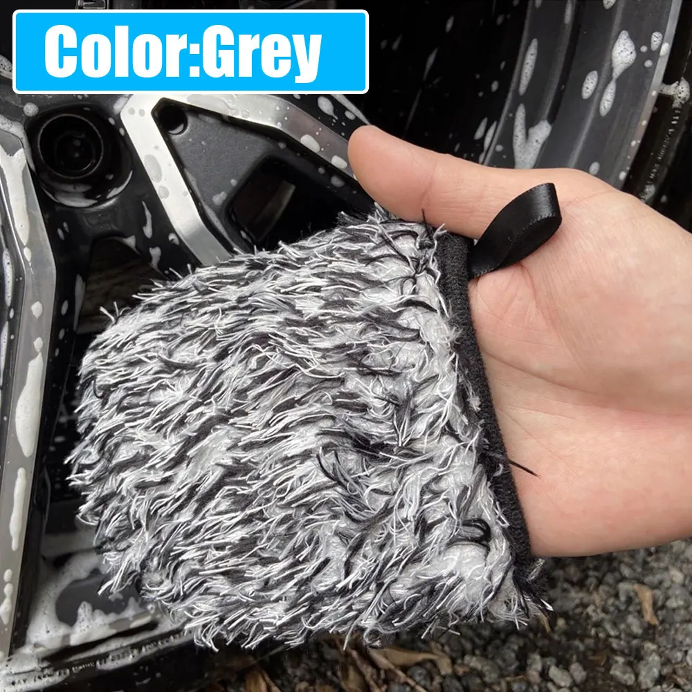 Thickening Two-sided Microfiber Wheel Detailer Wash Glove Super Soft ...