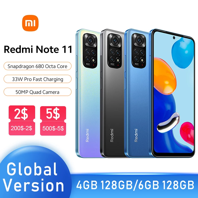 Global Version Xiaomi Redmi Note 11 Smartphone Snapdragon 680 Octa Core ...