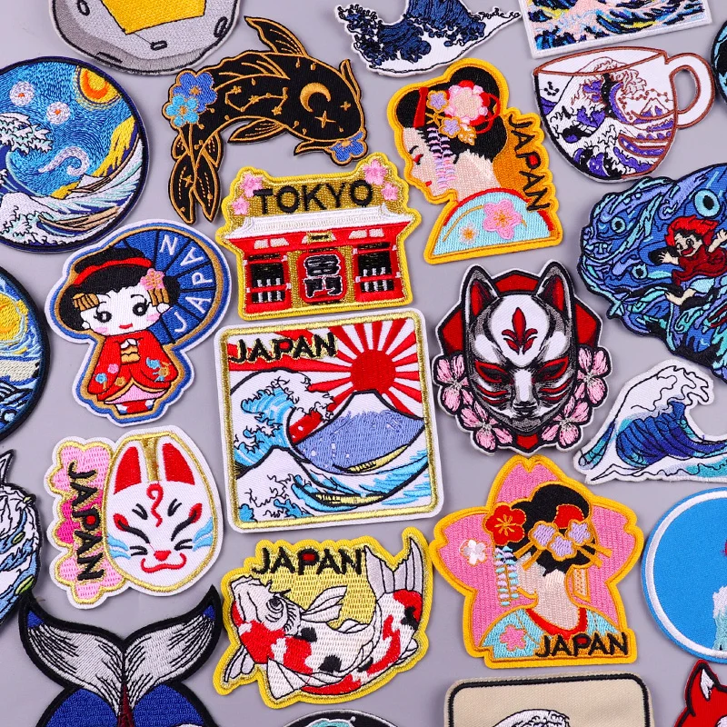 Japanese Anime Pacth Iron On Patches For Clothing Kanagawa Wave ...