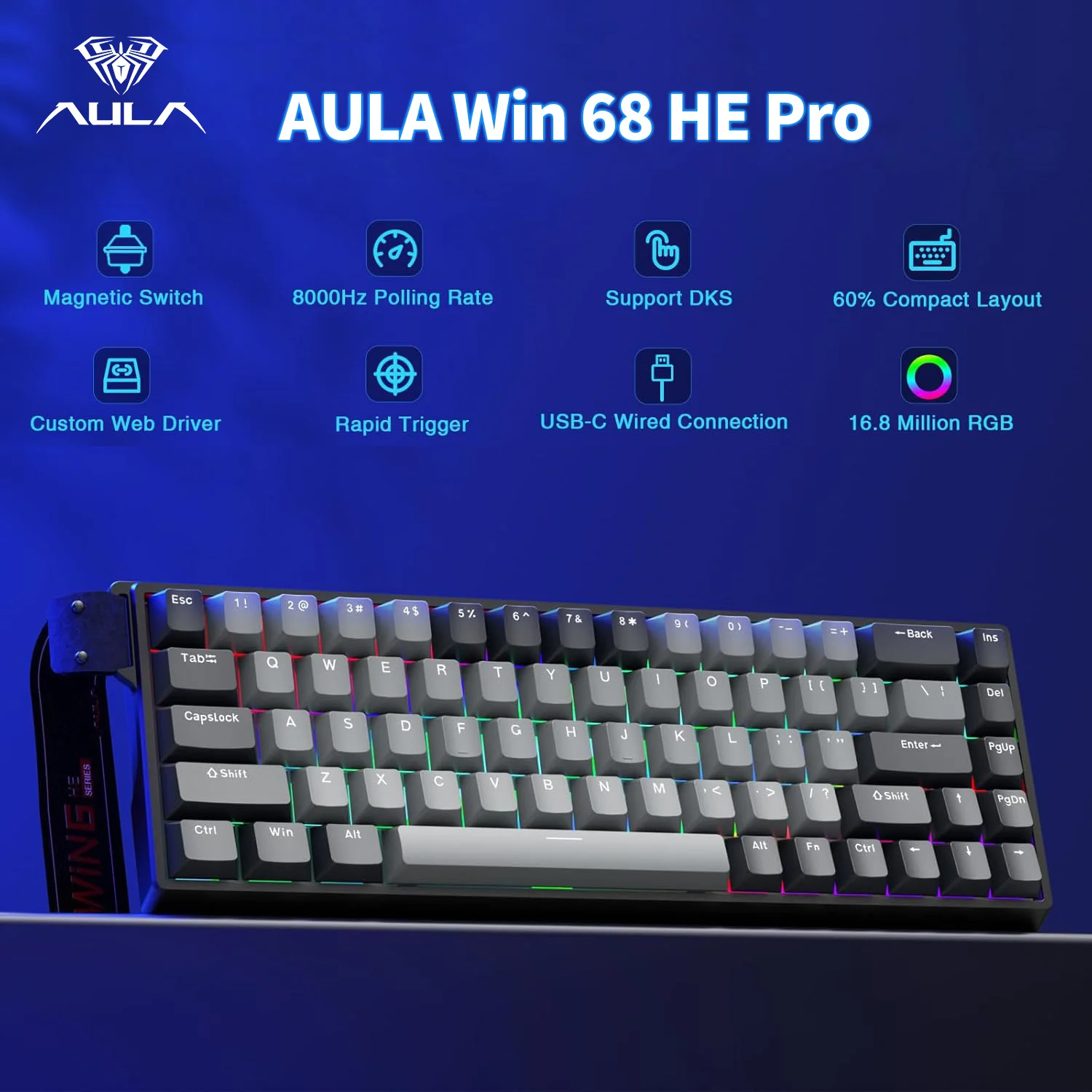AULA Win60/68 HE PRO Magnetic Switch Mechanical Keyboard 8K RGB ...
