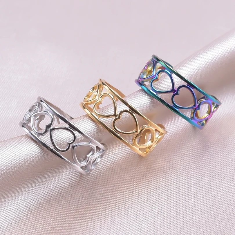 Fashion-Heart-Adjustable-Ring-Creative-Heart-Design-Rings-Geometric-Stainless-Steel-Open-Twist ...