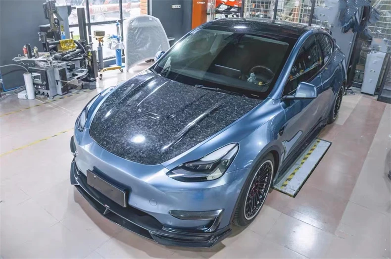 For Tesla Model Y 2020 2021 2022 Real Carbon Fiber & FORGE Carbon Front ...