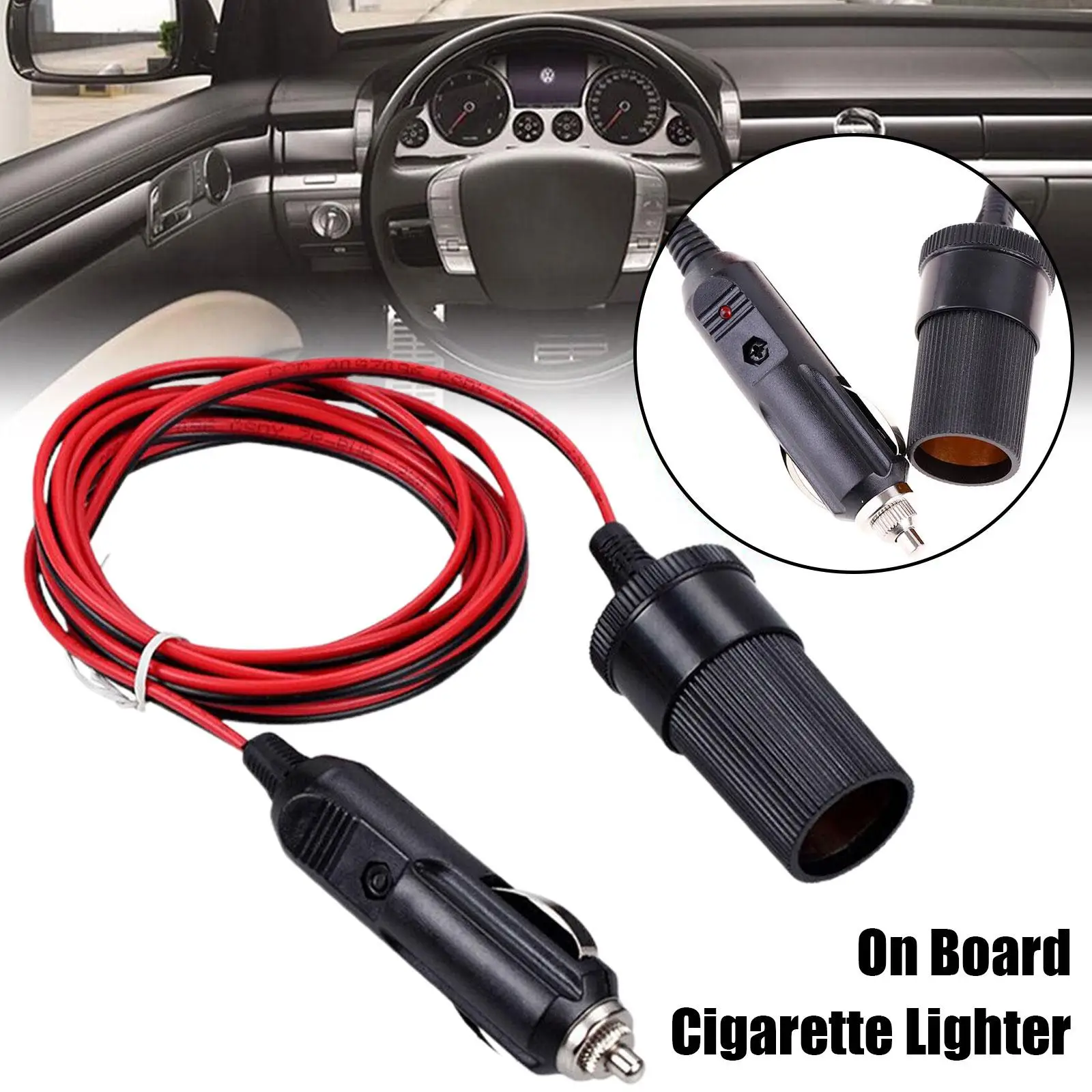 5M 12V 24V Car Cigar Lighter Plug Extension Cable Car Charger Plug ...