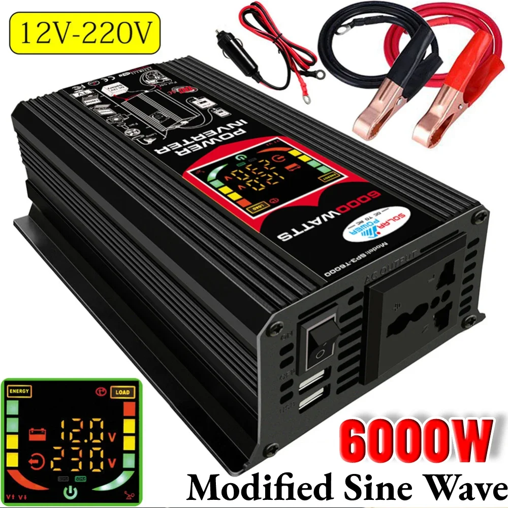 6000W-Car-Inverter-Dual-USB-Intelligent-Power-Inverter-DC-12V-To-AC ...