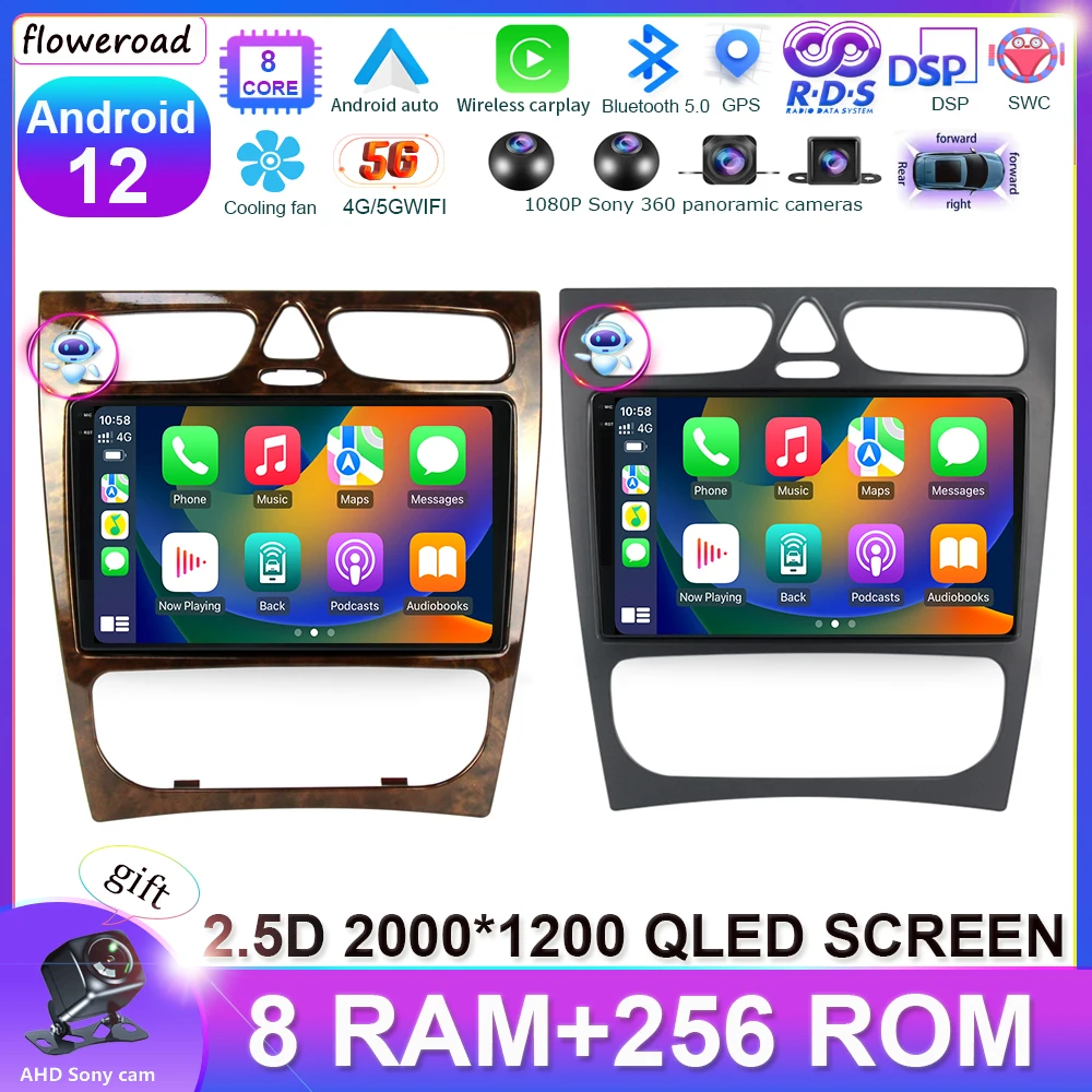 4G-WIFI-AI-Voice-Android-12-Carplay-AUTO-for-Mercedes-Benz-CLK-W209 ...