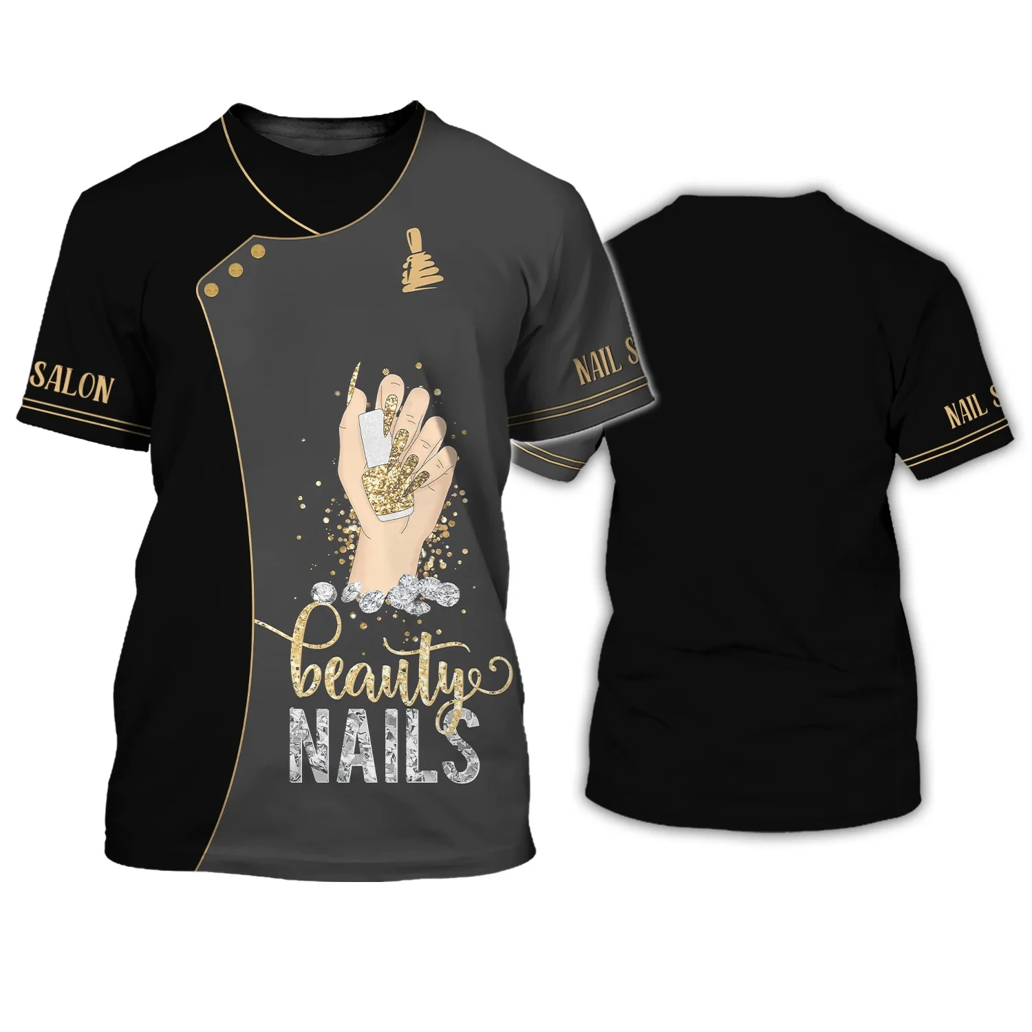Nail-Manicure-Graphic-3D-Printed-Customized-Name-T-Shirts-for-Girls ...