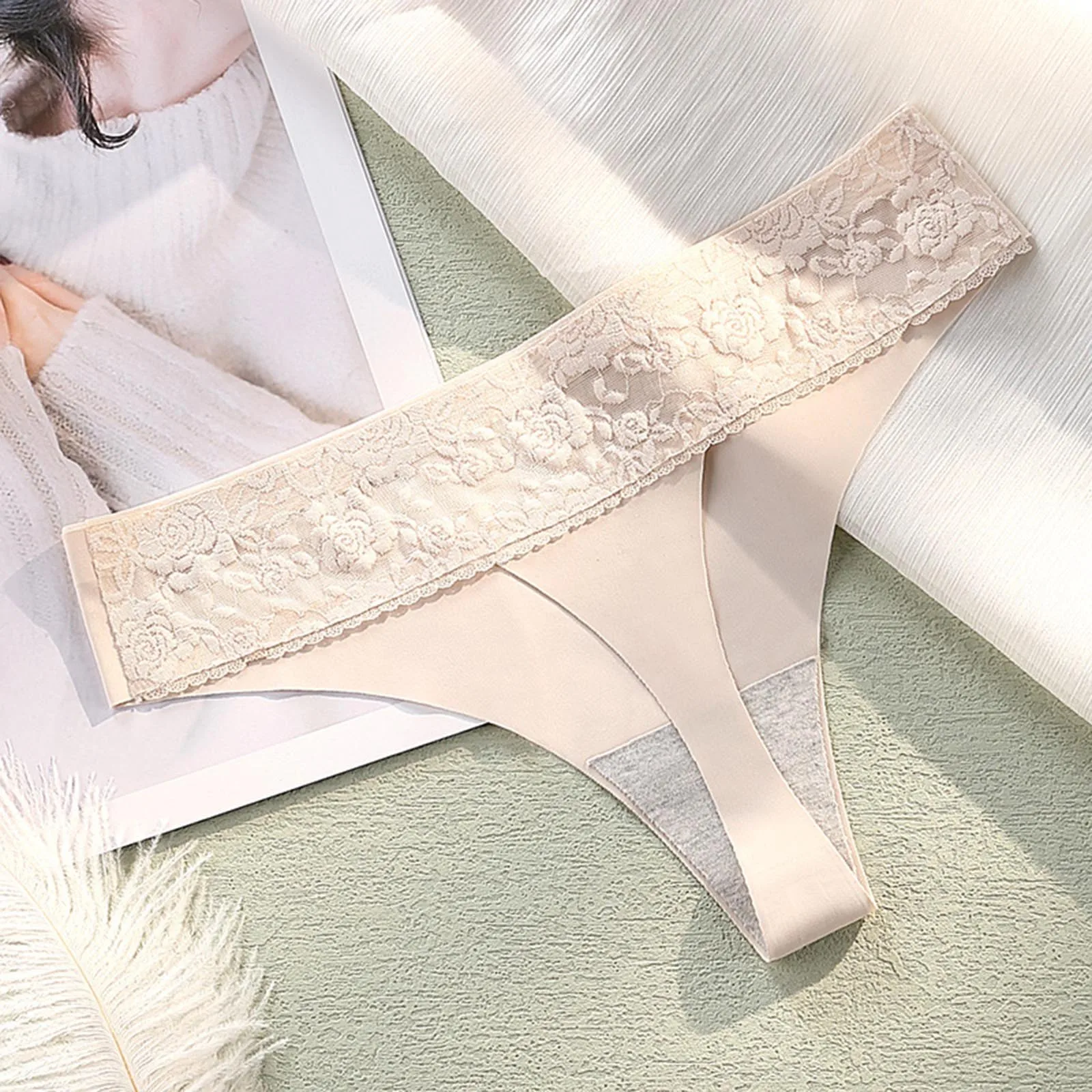 Mid-Low-Waist-Sexy-Lace-Thong-For-Women-Ice-Silk-G-strings-Seamless ...
