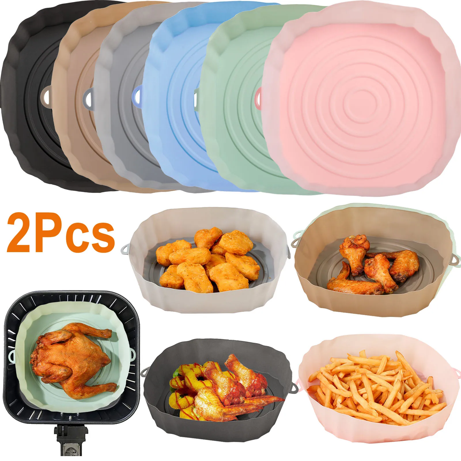 Silica Gel Pan Pot Accessories | Airfryer Accessories Pizza Pan - 2pcs ...