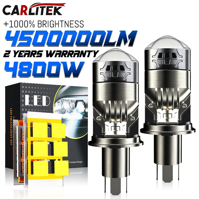 4800W 4500000LM H4 Bi-LED Projector Lens Headlight Canbus 1:1 Wireless ...
