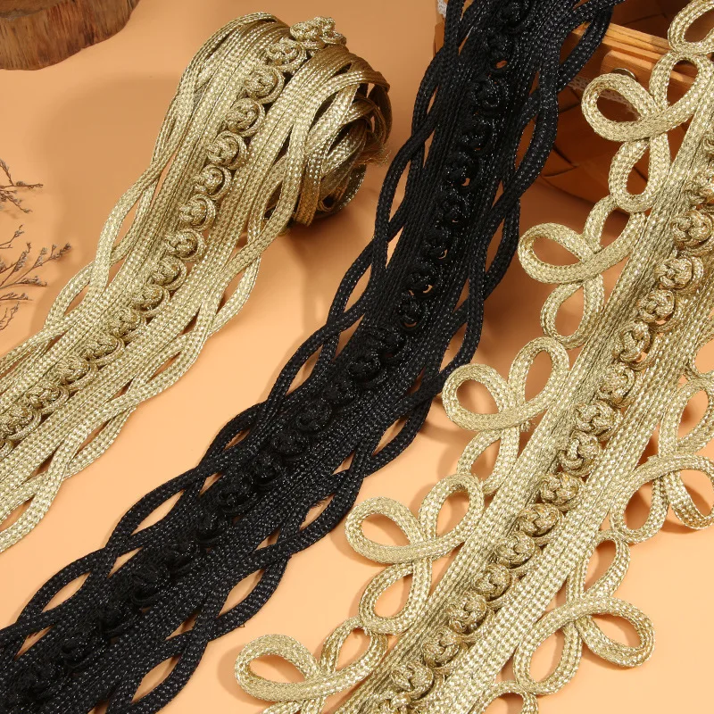 1-yard-Hand-woven-gold-lace-webbing-collar-cuffs-pocket-bag-shoe ...
