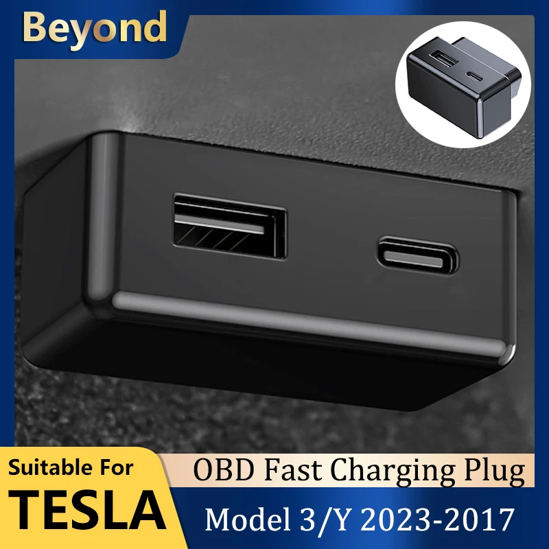 2023-Model-Y-Hidden-OBD-Adapter-Phone-PD-Fast-Charging-Dual-Port-For ...