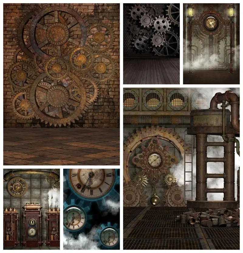 Old Brick Wall Wooden Floor Steampunk House Rusty Gears Photography ...