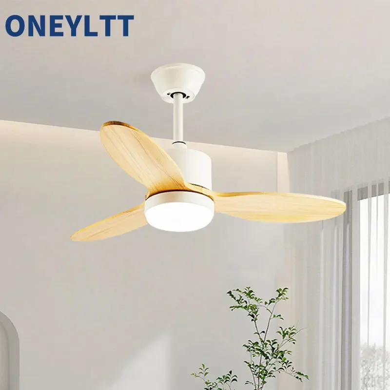 Modern-simple-solid-wood-wind-ceiling-fan-with-light-bedroom-living ...