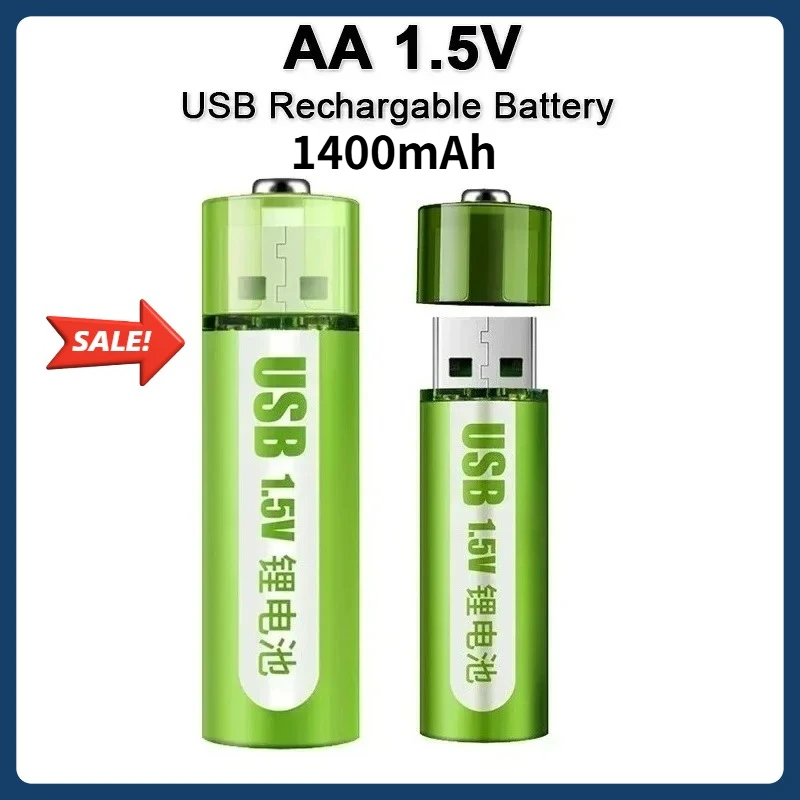 Brand New 1.5V AA 1400mAh USB Rechargeable Li-ion Battery for Remote ...