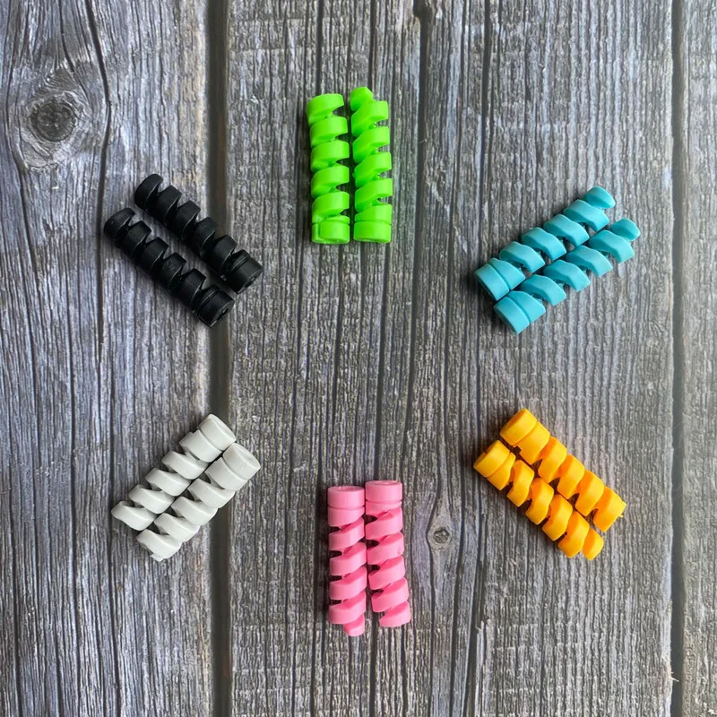 10Pcs-Spiral-Data-Cable-Protective-Silicone-Winder-For-Apple-Android ...