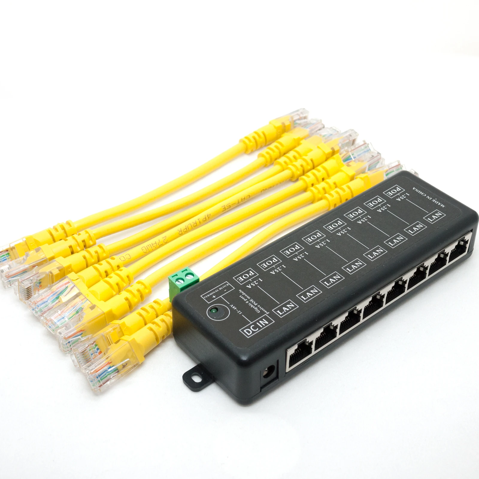 8 Ports Gigabit Passive PoE injector midspan Ethernet Adapter NO Power ...