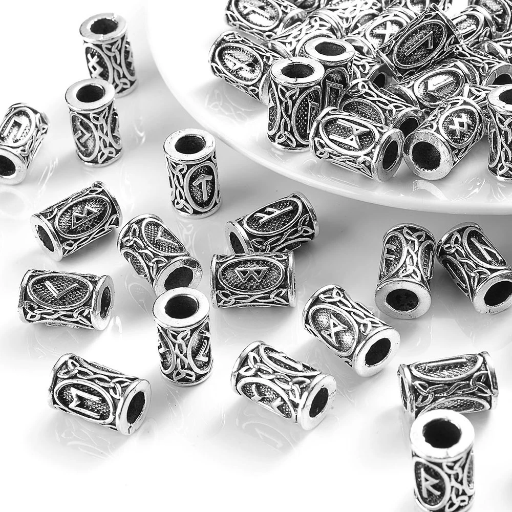 10pcs Viking Rune Beads Norway Beard Beaded Dirty Braid Buckle Hair ...