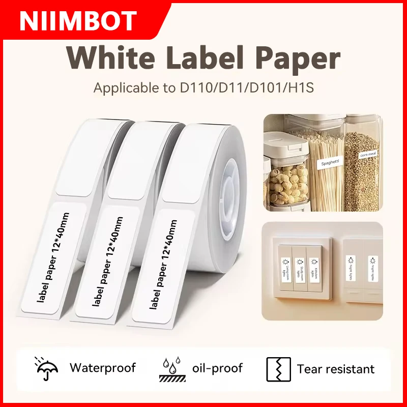 Niimbot-Printer-White-Label-Sticker-Waterproof-Paper-Self-Adhsive-Lable ...